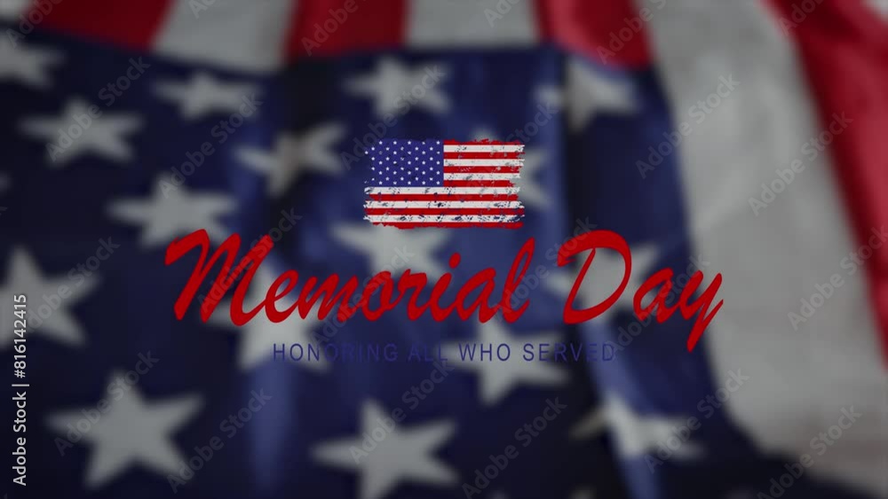 Happy memorial day Animation . Memorial day with American flag waving ...