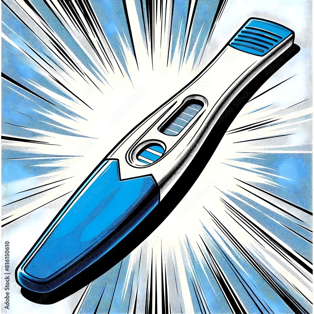Dynamic Illustration of Positive Pregnancy Test with Blue and White ...