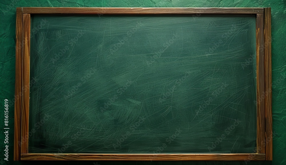 Empty green chalkboard texture with wooden frame, suitable for ...