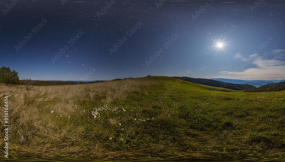 Foto de night landscape with stars and the full moon panorama ...