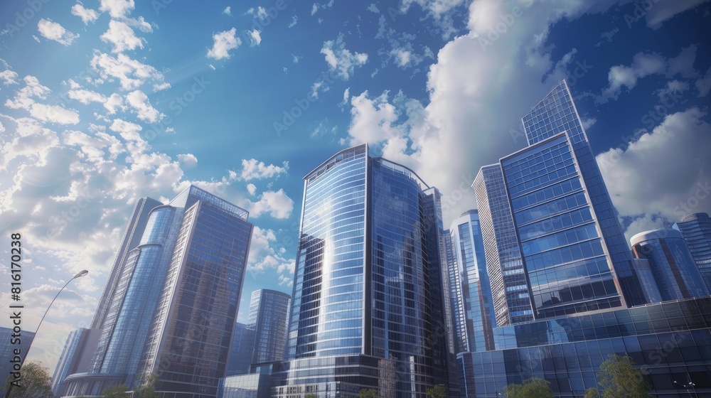 Office Buildings and a Time-Lapse Clouds, 3d Animation 4k, Ultra HD ...