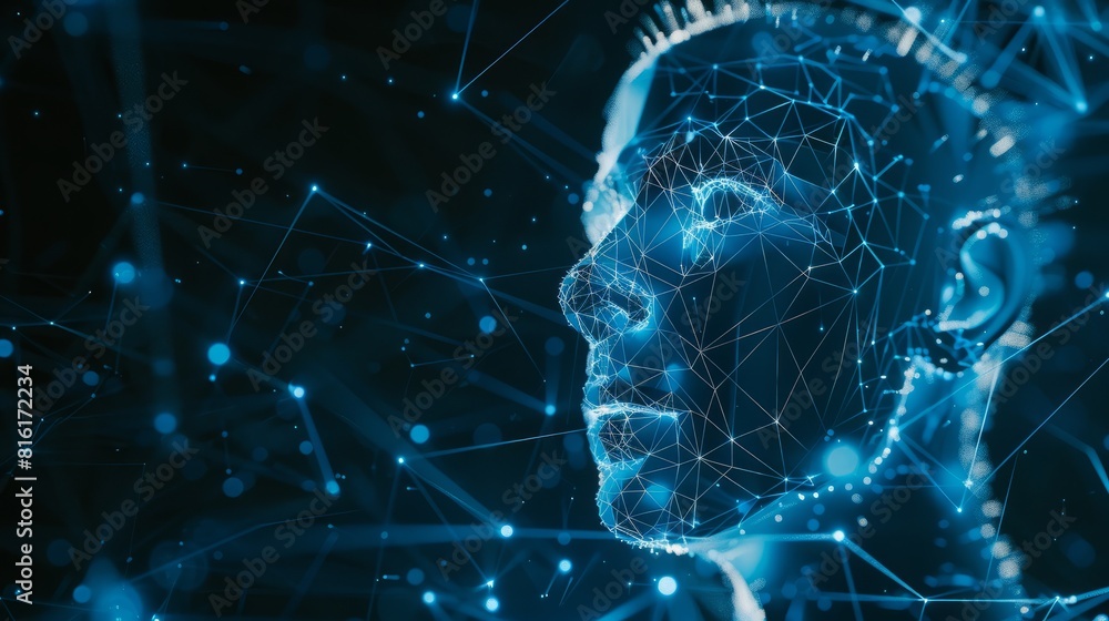 Visualize machine learning and AI concept in low poly style with ...