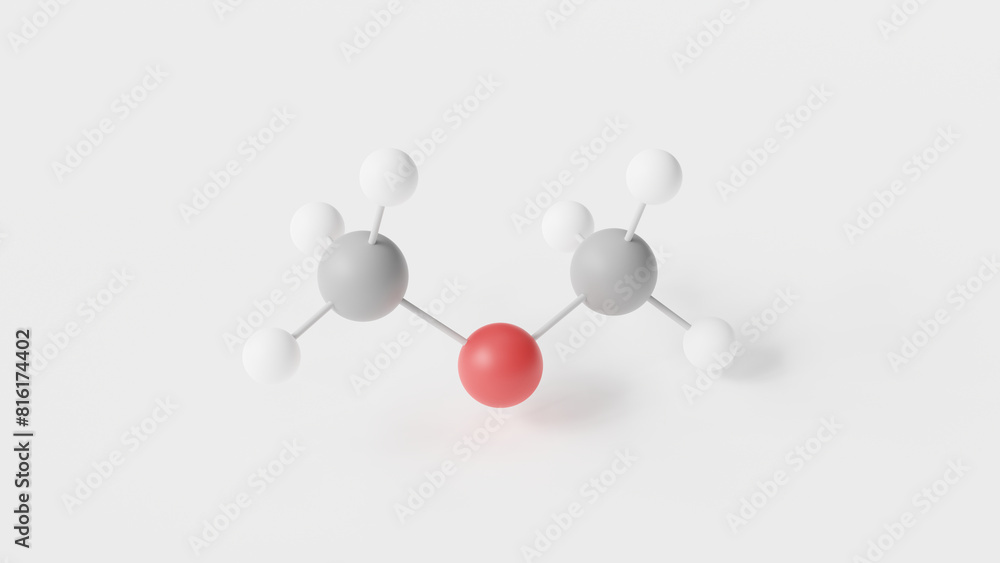 dimethyl ether molecule 3d, molecular structure, ball and stick model, structural chemical ...
