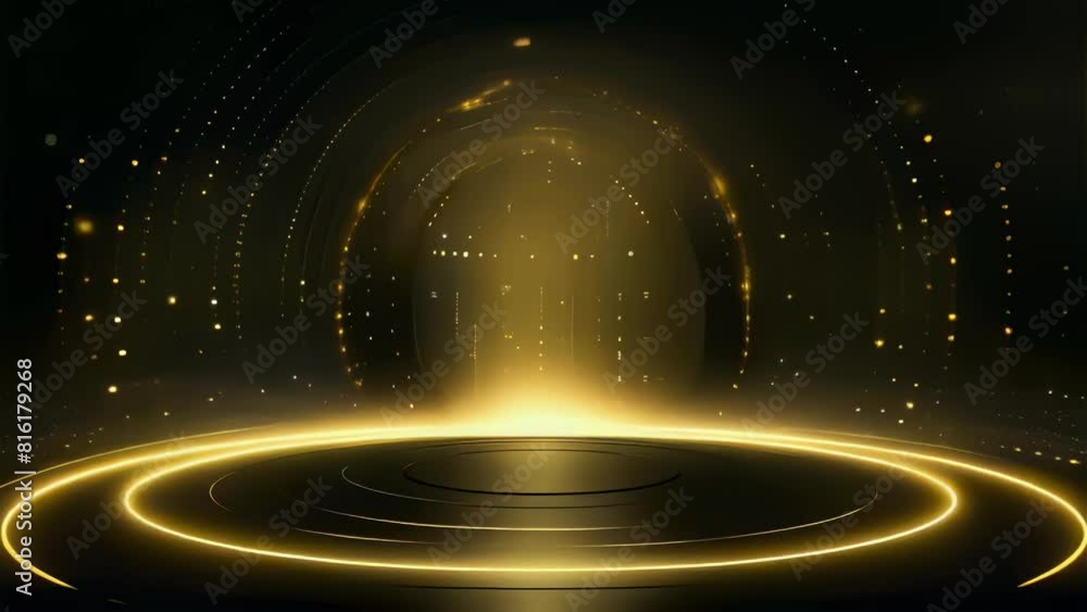 Golden podium with sparkling lights. Award Ceremony Concept. Seamless ...