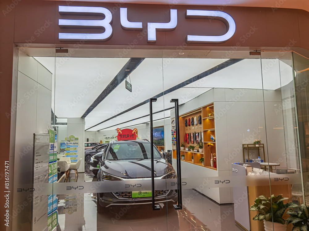 The dealership shop of BYD Motor in Guangzhou, China. BYD Auto, was ...