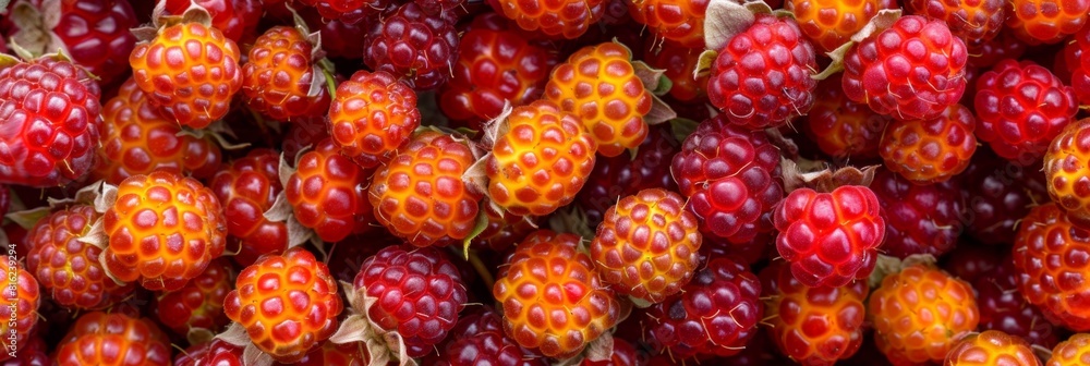 Salmonberry texture background, Rubus spectabilis fruits pattern, many ...