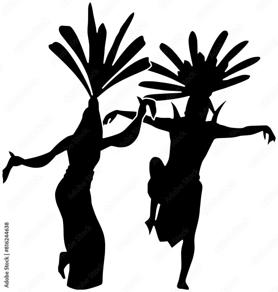 dance illustration gawai silhouette dayak logo ethnic icon woman ...