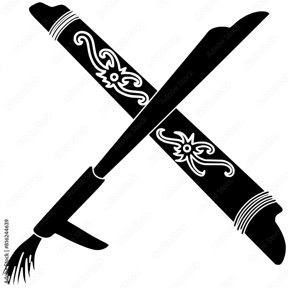 mandau illustration gawai silhouette dayak logo ethnic icon enggang ...