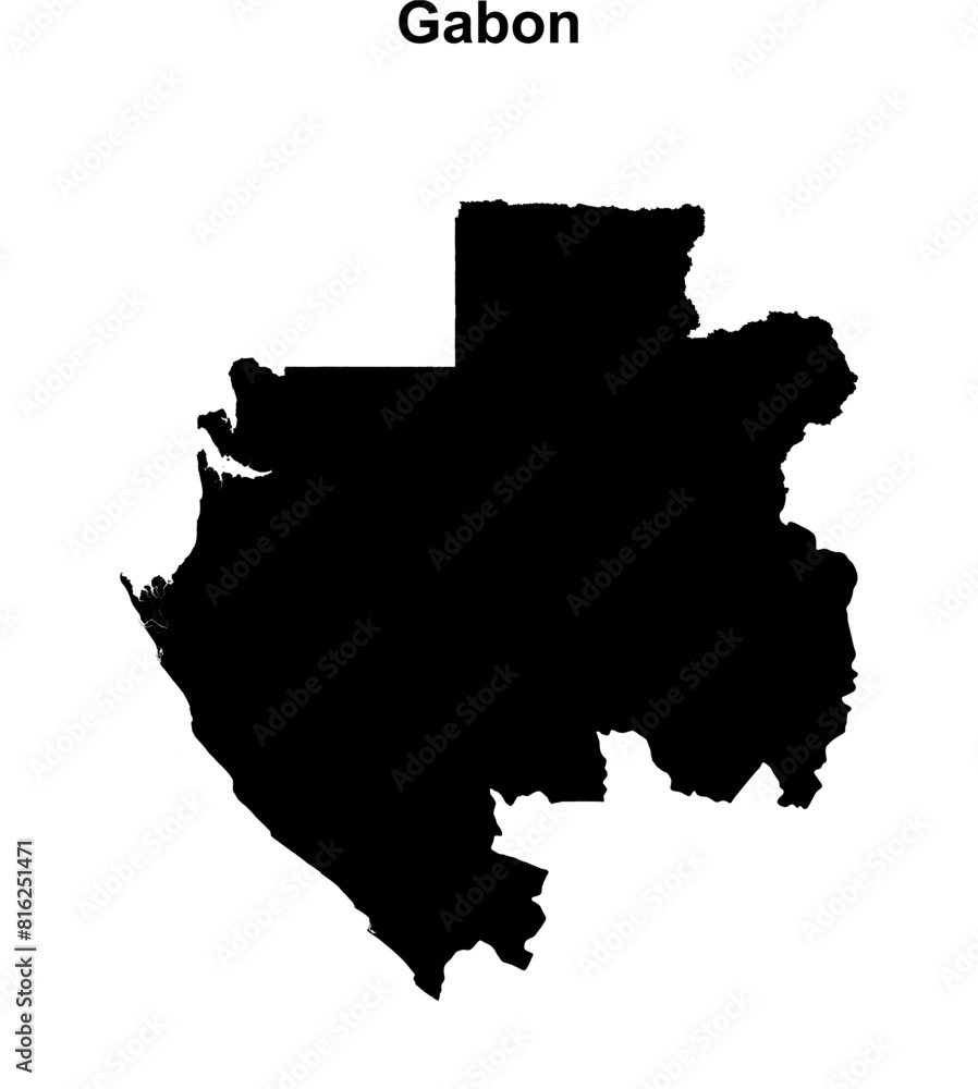 Gabon blank outline map design Stock Vector | Adobe Stock