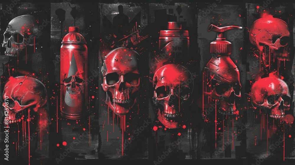 Graffiti element set, sticker kit balaclava, graffiti icon, tattoo ...