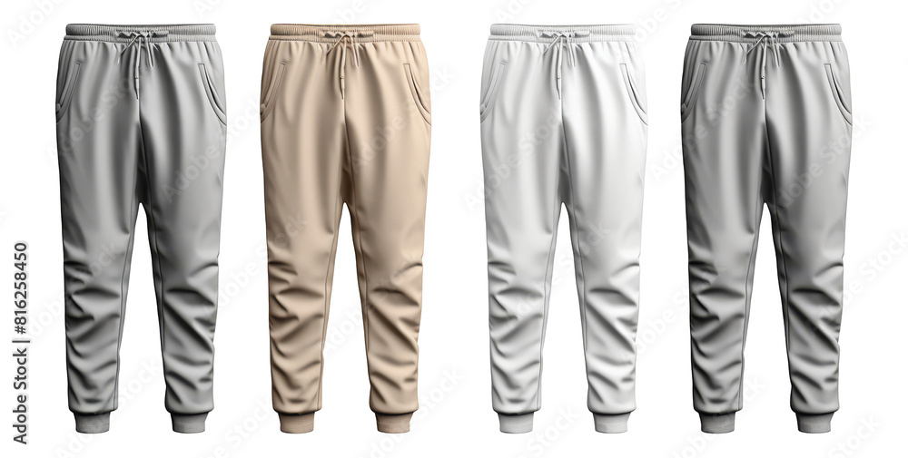 2 Set of white and light grey gray, front back view sweatpants jogger ...