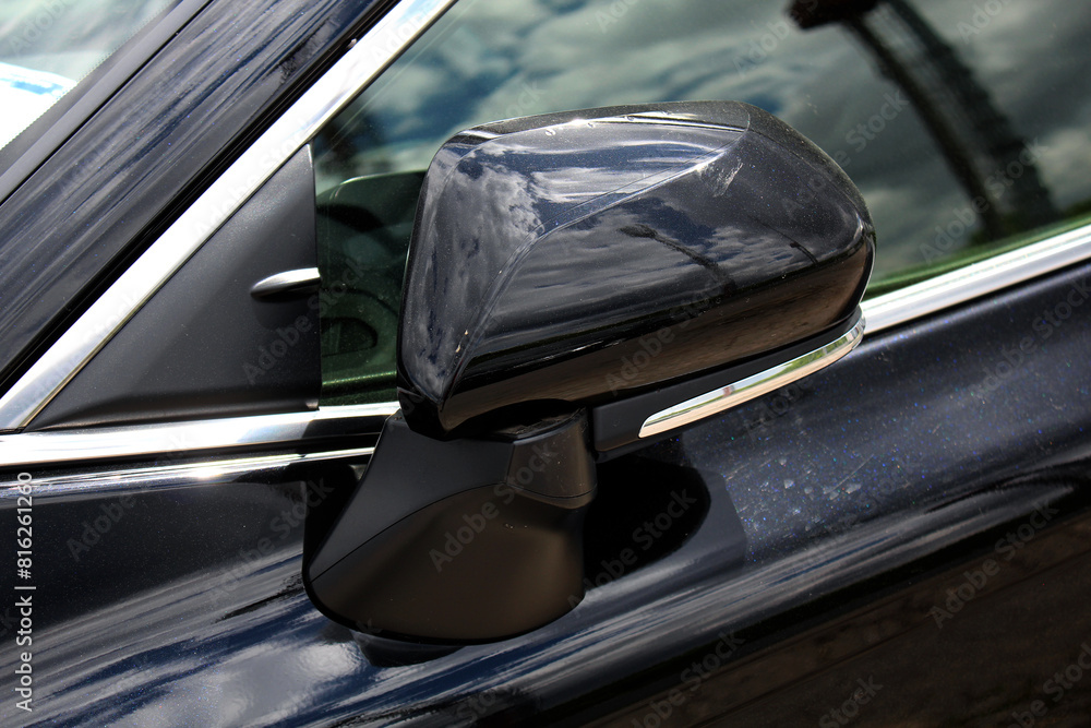 Vinnytsia, Ukraine; May 13, 2024. Black Toyota Camry Hybrid rear view ...