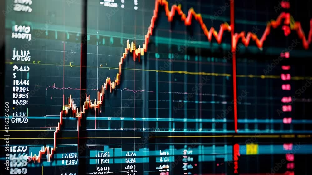Trading candlestick chart on electronic devices, stock exchange market ...