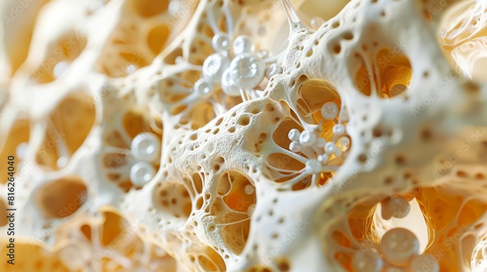 A crosssectional view of a bone, highlighting the bone marrow inside ...