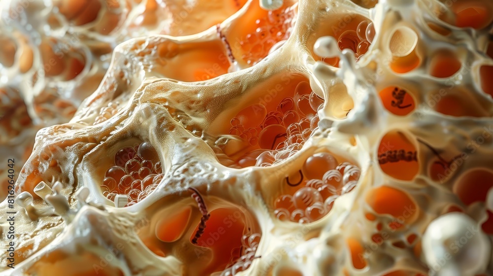 A crosssectional view of a bone, highlighting the bone marrow inside ...