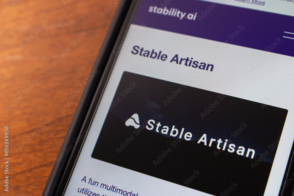 Vancouver, CANADA - May 14 2024 : Stable Artisan website seen in an ...