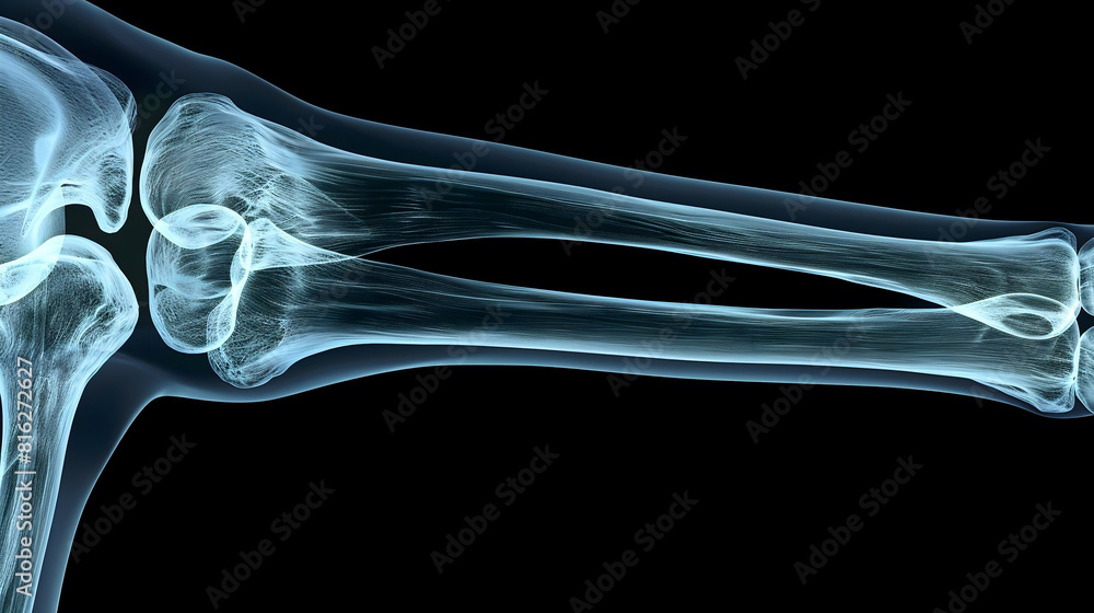 Xray view of a knee joint, showing ligaments and bone alignment ...