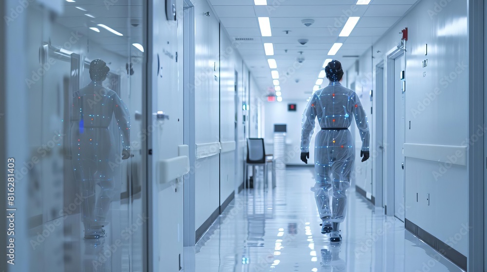 A medical research lab employing motion capture to study human gait ...