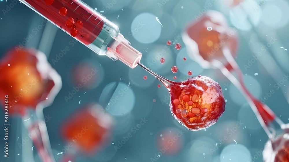 A medical illustration of the process of bone marrow aspiration ...