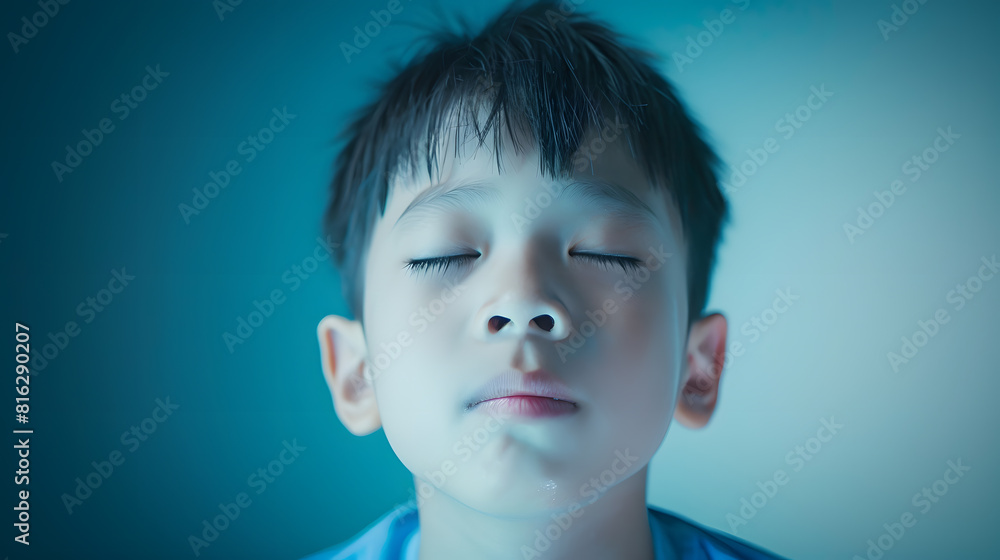 Attention deficit hyperactivity disorder ADHD ConceptAngry Asian boy ...