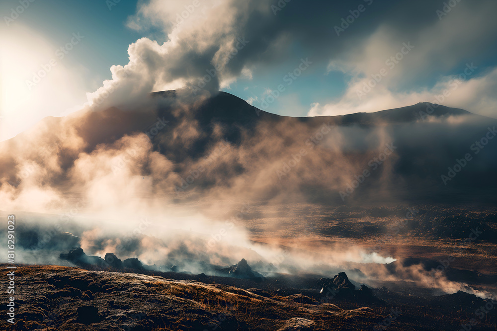 A Geothermal Power Plant In A Volcanic Landscape, Geothermal Energy ...
