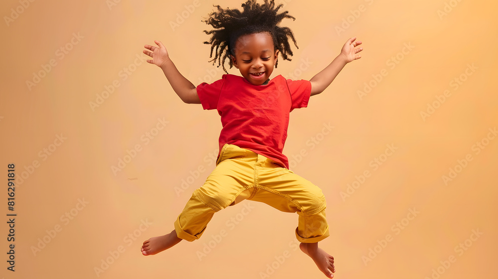 Breakdancing joyful african american cute little child boy levitating ...