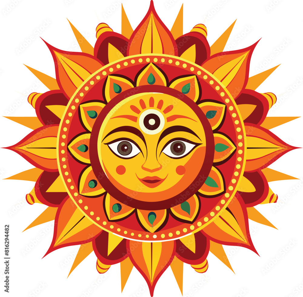 Sinhala and Tamil New Year Sun Vector illustration Stock Vector | Adobe ...