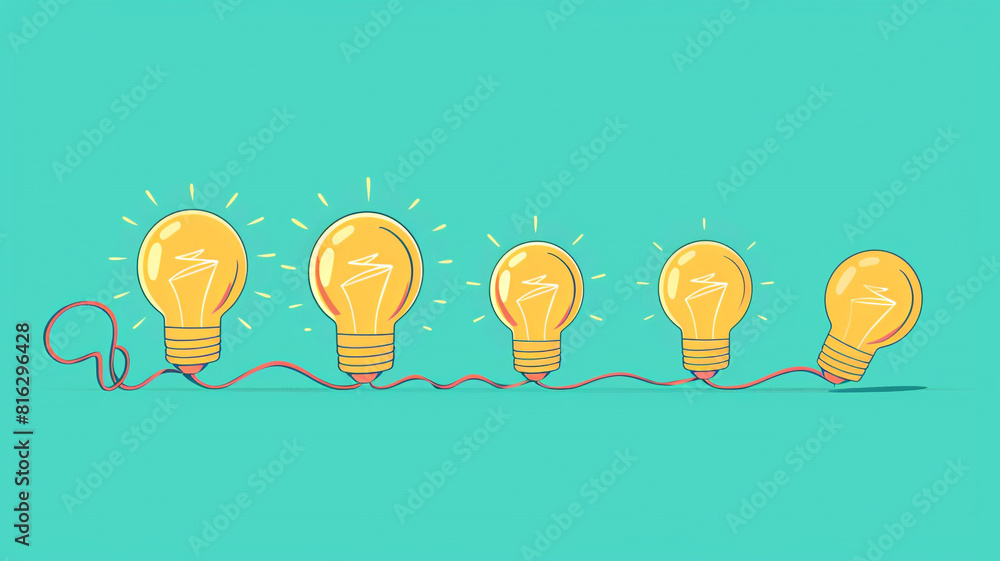 Idea concept with one line bulbs. Innovation idea. Process of ...
