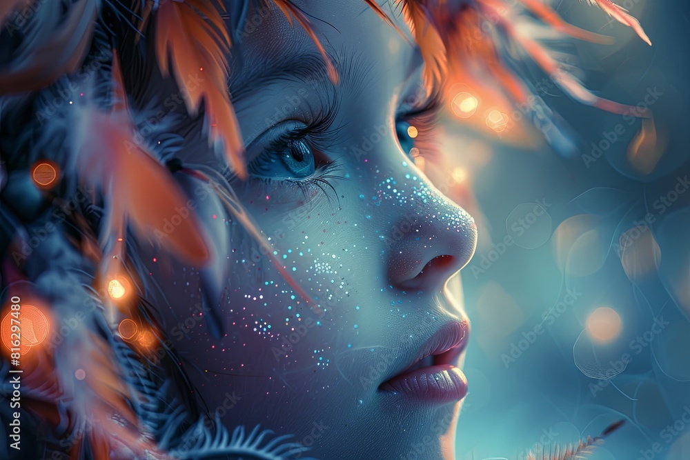 Whimsical Fae: Dreamland Flight with Feathered Wings Stock Illustration ...