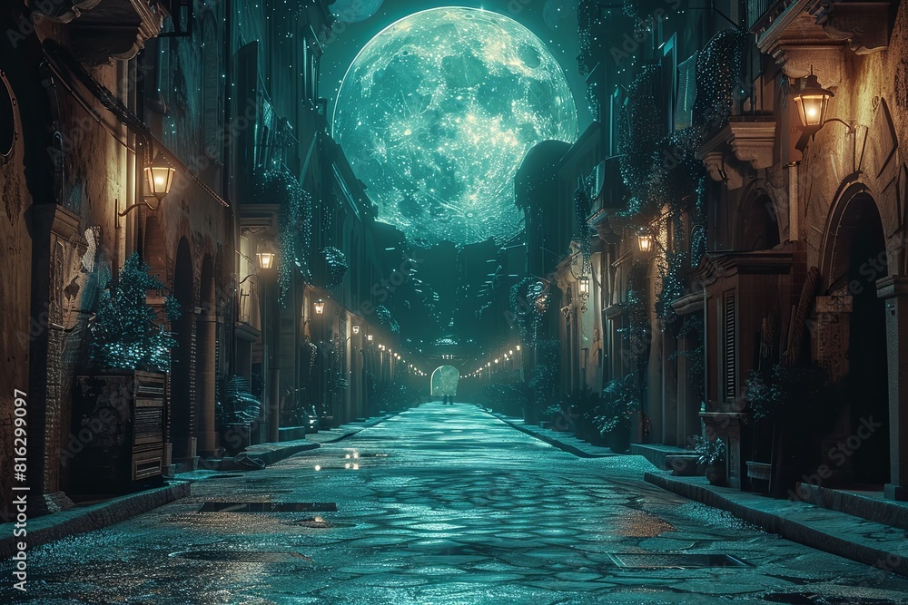 Vivid Cosmic Night Alley with Unreal Engine 5 Filter: Fantasy ...