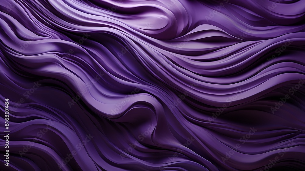 This close-up photo of a purple wave pattern on a black background is a ...