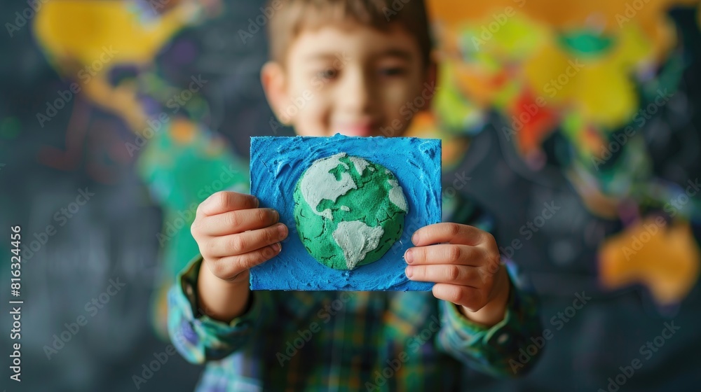 Craft activity for Earth Day celebration depicting a little boy holding ...