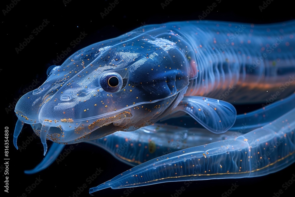 A mesmerizing transparent deep-sea fish, revealing intricate internal ...