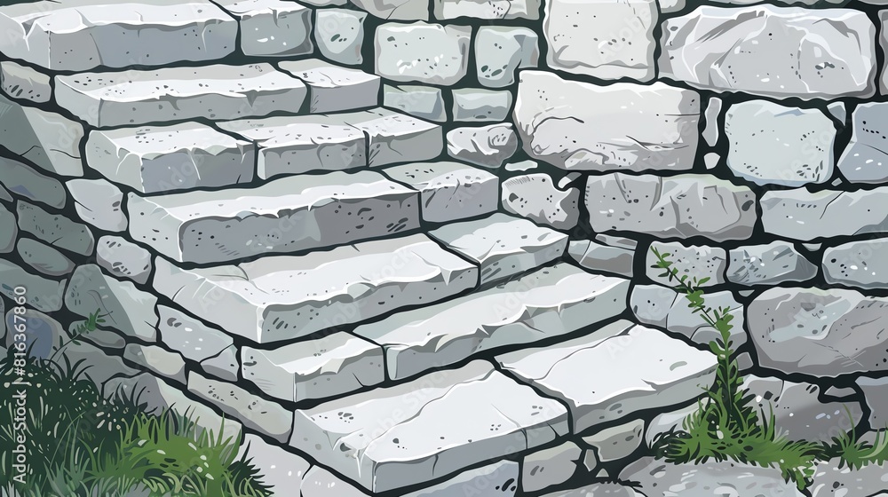 Stone steps flat design side view outdoor theme animation Triadic Color ...