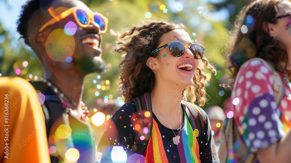 An outdoor Pride festival filled with laughter and excitement ...