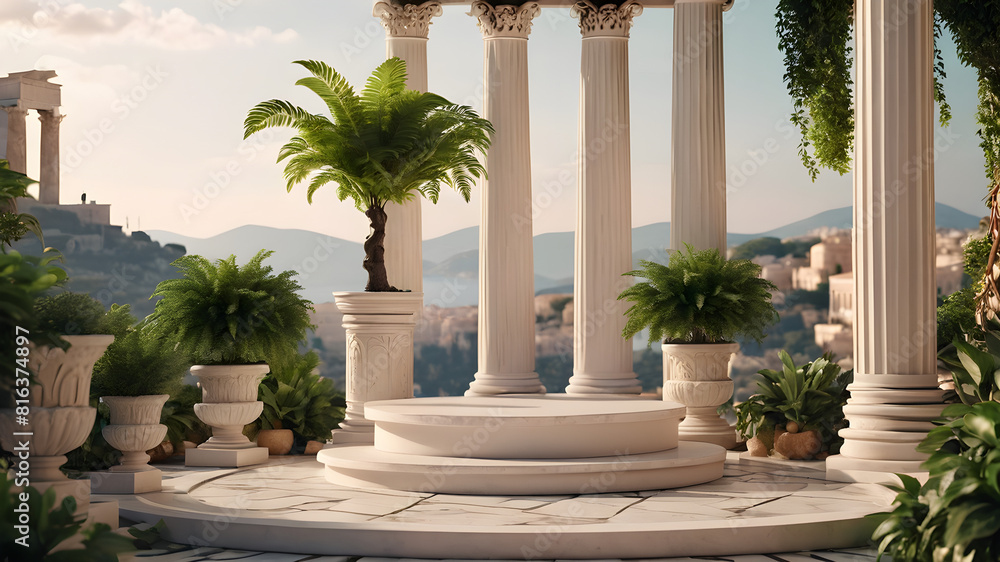 Background podium column 3d roman luxury greek white ancient display ...