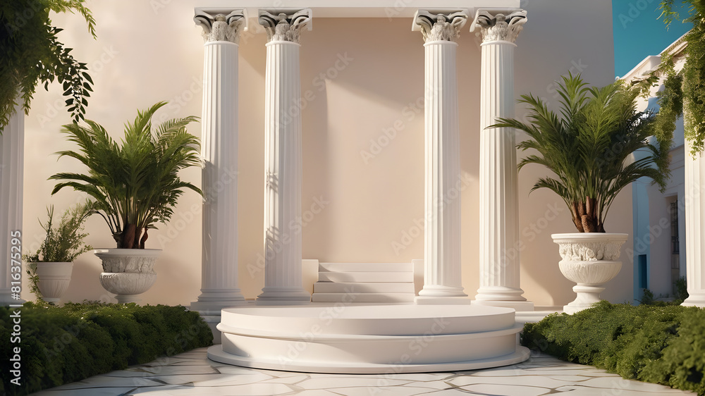 Background podium column 3d roman luxury greek white ancient display ...