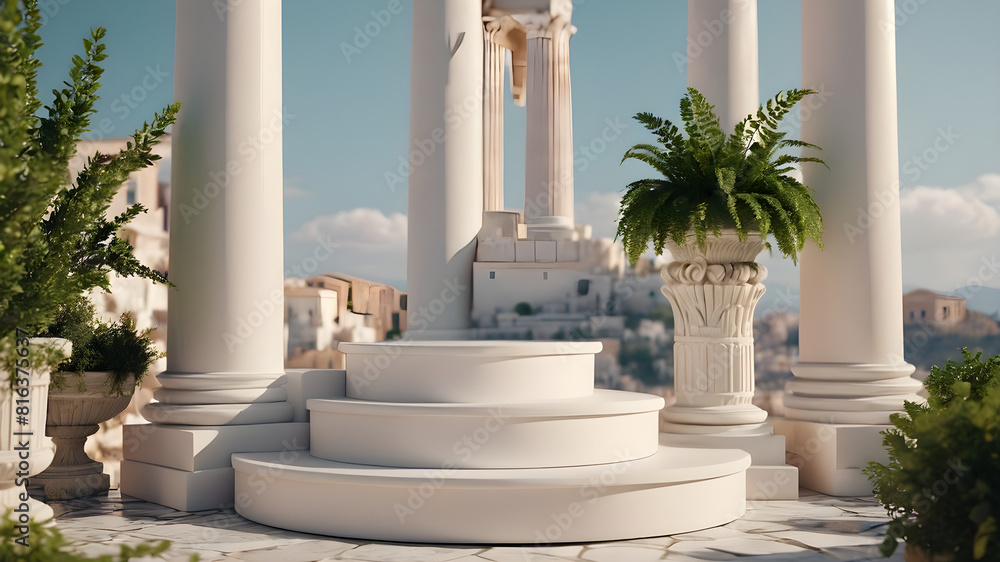 Background podium column 3d roman luxury greek white ancient display ...