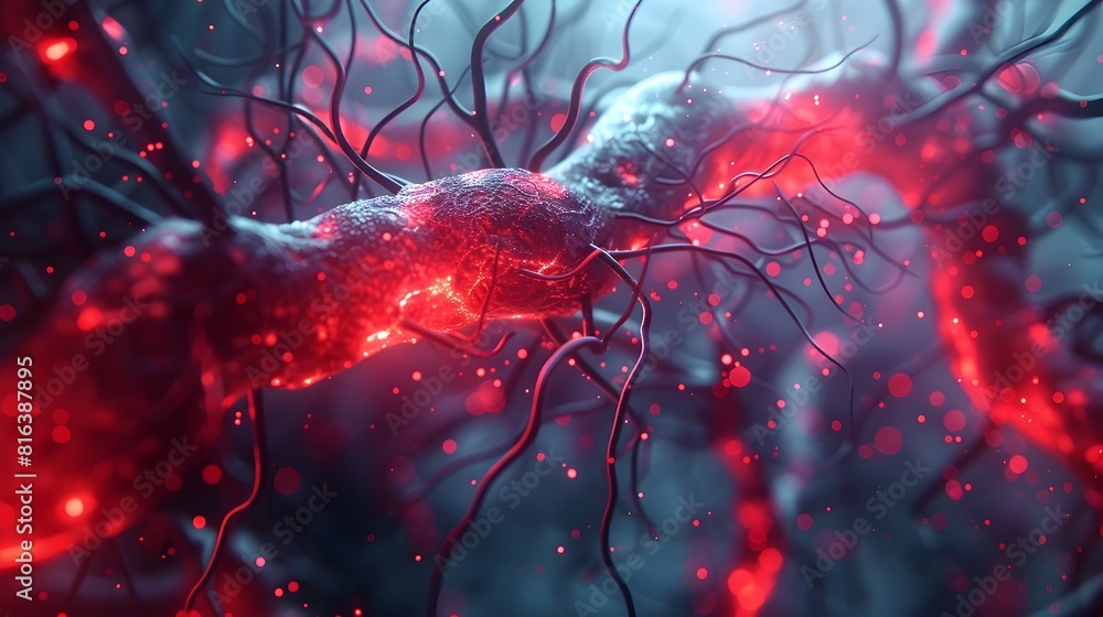 Intricate maze of pulsing veins and arteries,an engineered blueprint ...