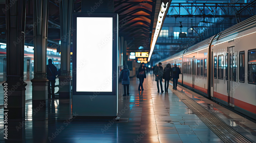 Mockup. Lightbox vertical billboard with blank digital screen on a ...