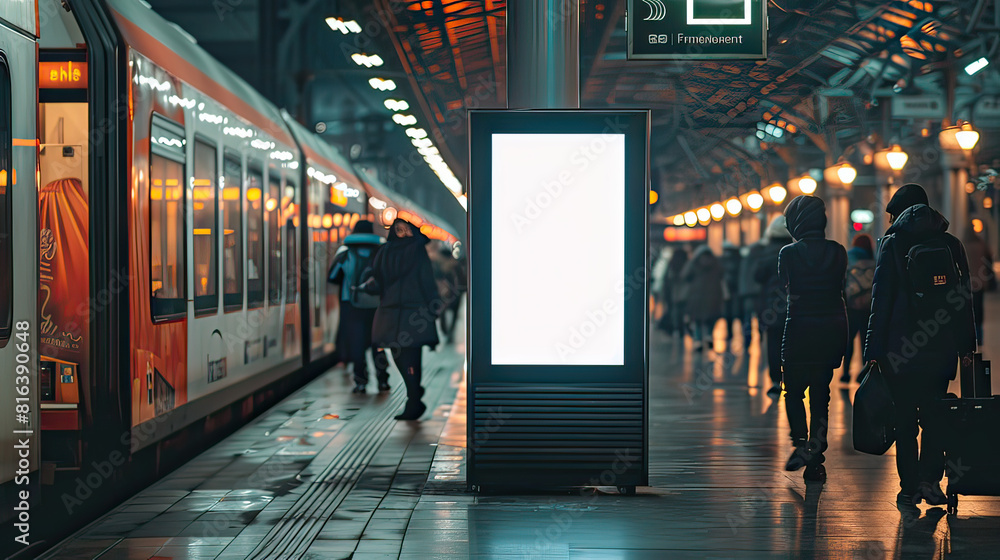 Mockup. Lightbox vertical billboard with blank digital screen on a ...