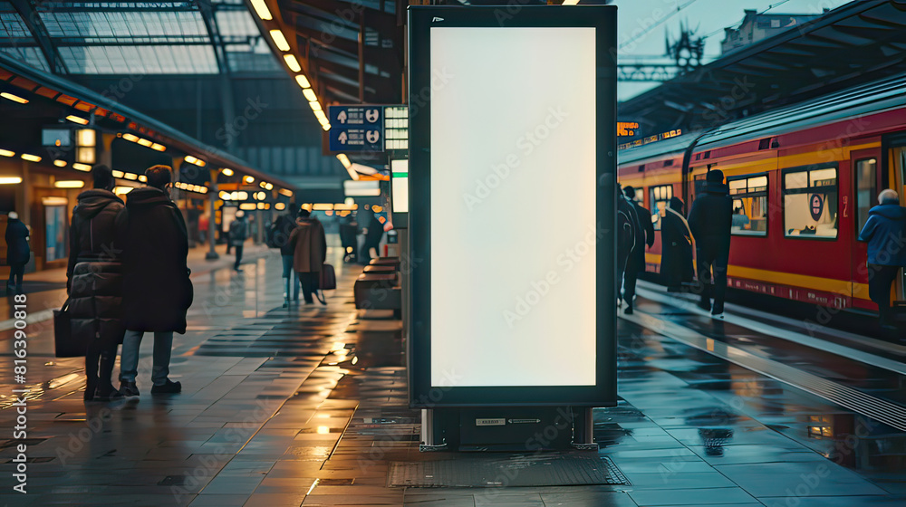 Mockup. Lightbox vertical billboard with blank digital screen on a ...
