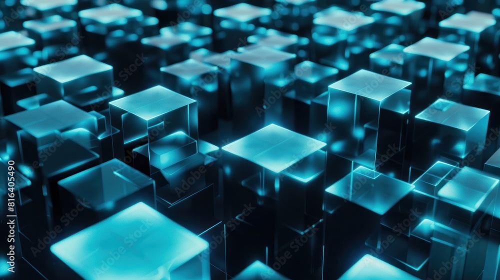 Blockchain concept. Block or cube, . Abstract,Futuristic cubes and Lines,future technology ...