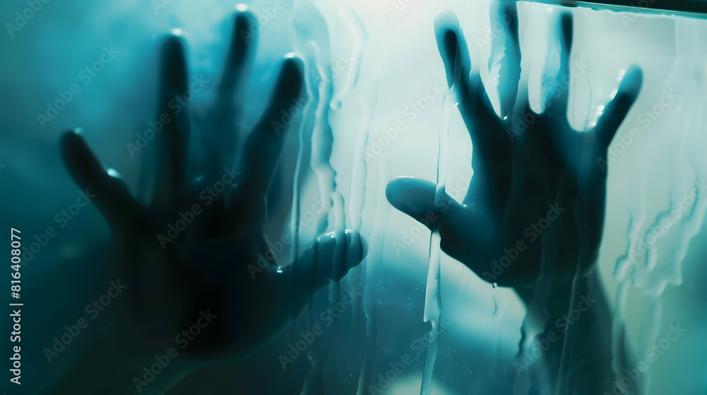 Screaming ghost faces and hands Blurry hand and body figure Horror ...