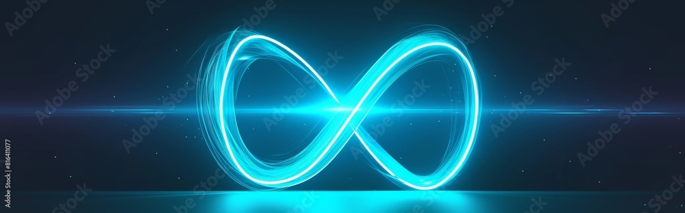 Neon sign, cycle sign, light background, 3D line abstract infinite ...