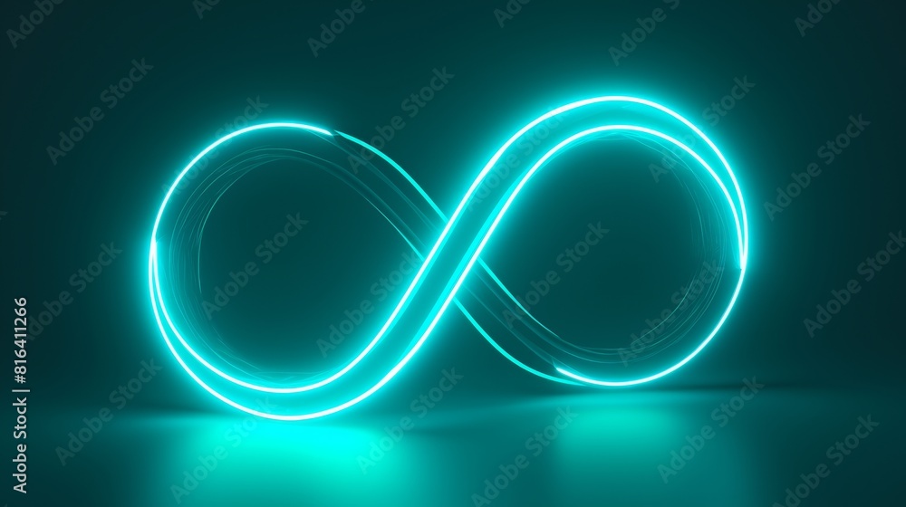 Neon sign, cycle sign, light background, 3D line abstract infinite ...
