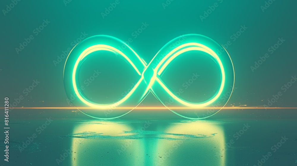 Neon sign, cycle sign, light background, 3D line abstract infinite ...