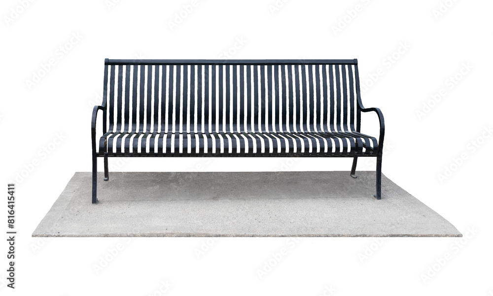 Elegant metal bench on concrete base. Park bench isolated on ...