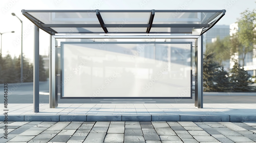 bus shelter at busstop blank white lightbox empty billboard bus shelter ...