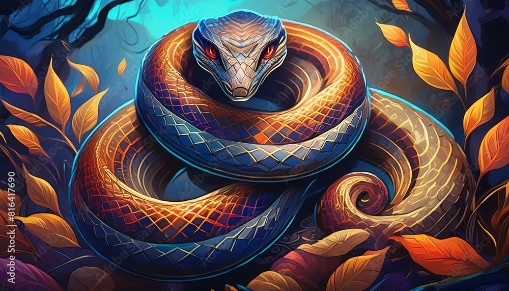 Make a coiled jergon snake (botrhus pictus) in the shape of an s with a ...